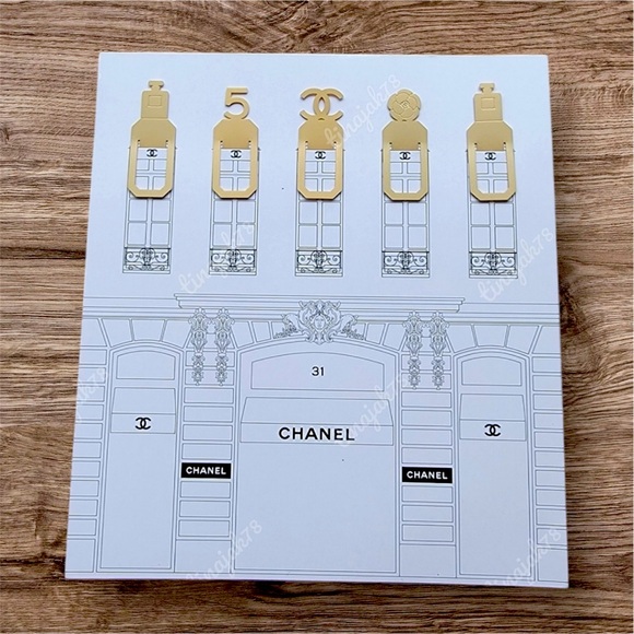 Chanel Beaute | Office | Chanel Beaute Goldtone Bookmark Set With Brand ...